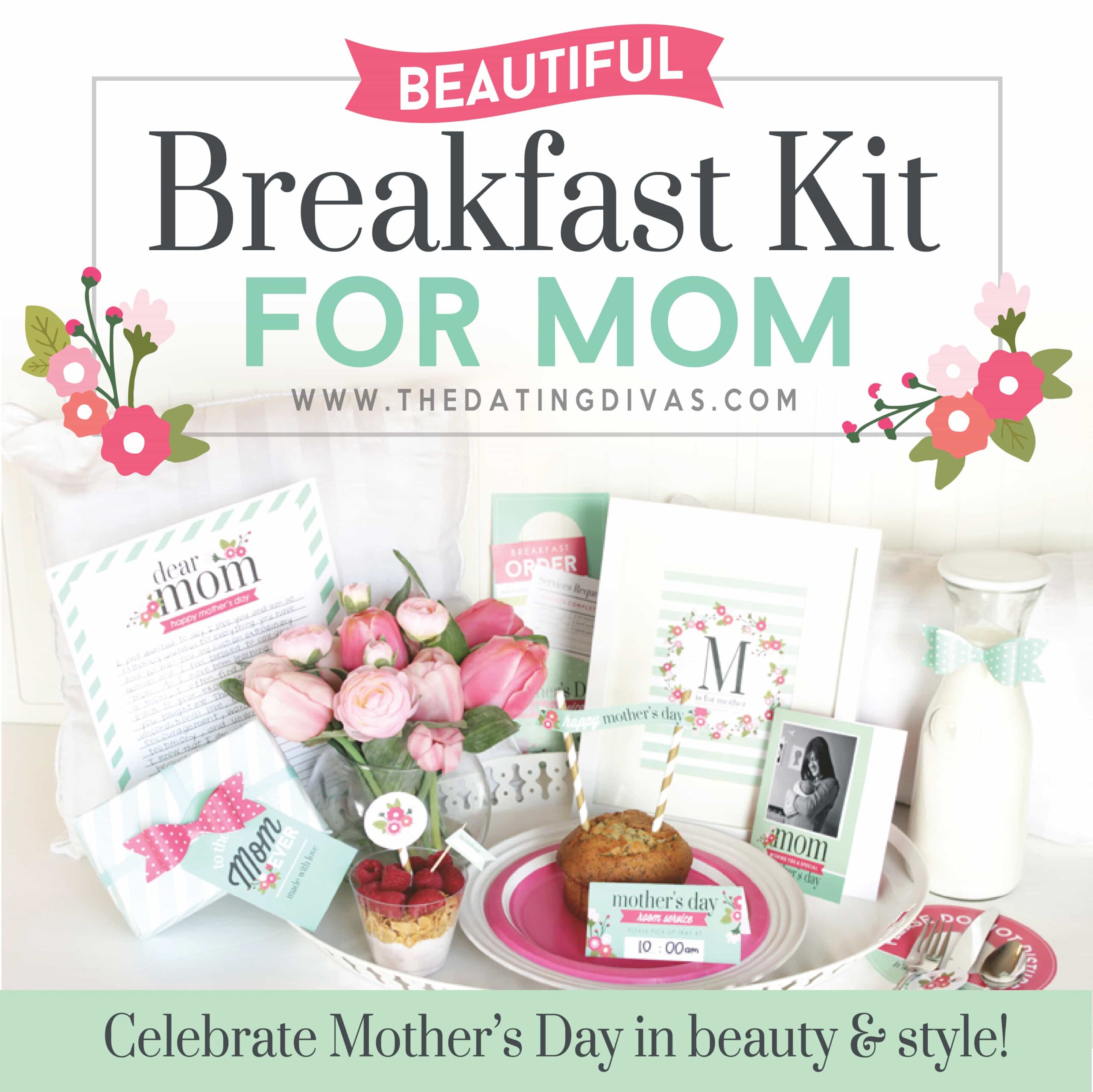 Beautiful Mother's Day Breakfast in Bed Printable Kit - From Date Your ...