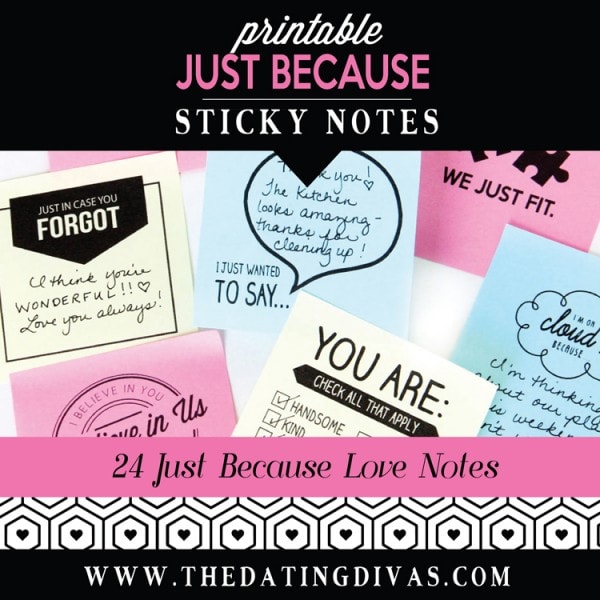 Printable Love Sticky Notes For Him or Her - Date Your Spouse